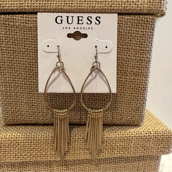 Guess | Jewelry | Nwt Guess Earrings Gold Tone Dangle Tear Drop With ...